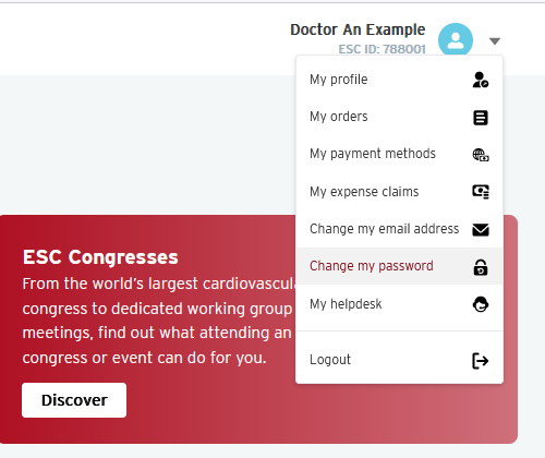 How do I change my password in My ESC Account?